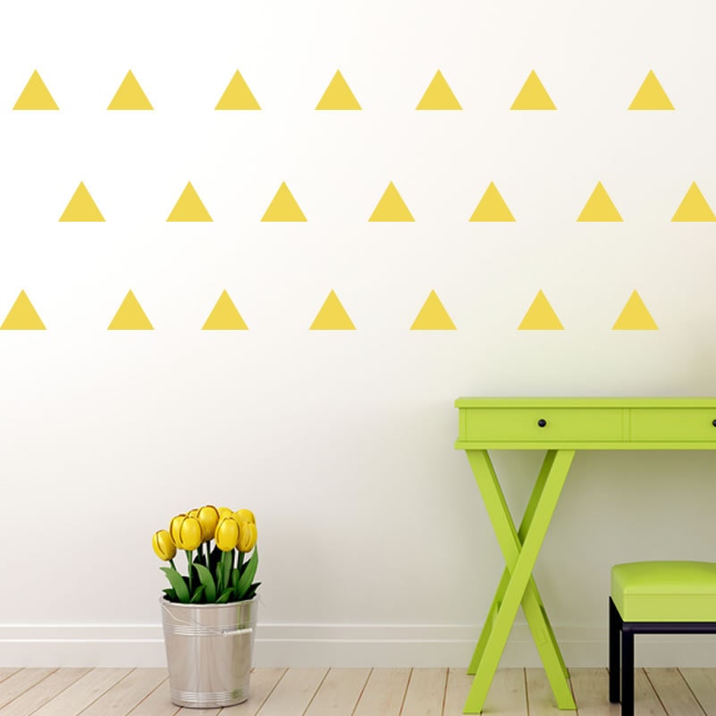 Peel and Stick Yellow Triangle Wall Decals Long Life - Etsy