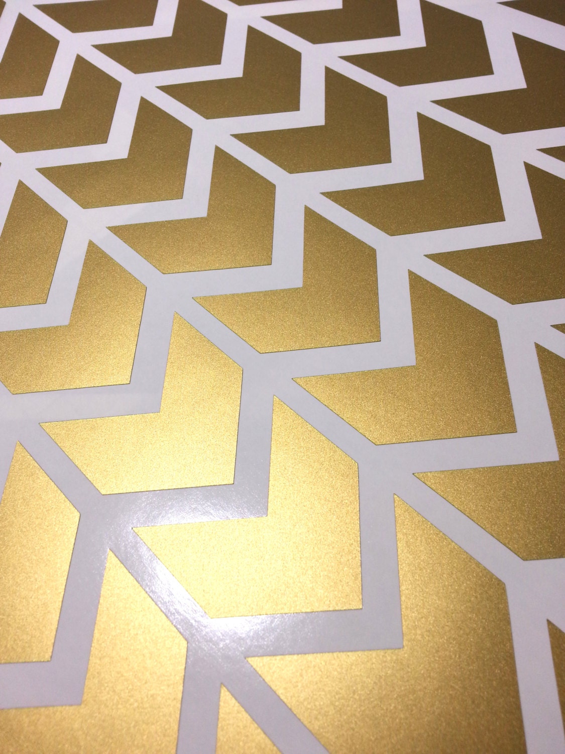 Peel and Stick Metallic Gold Chevron Wall Decals Long Life - Etsy