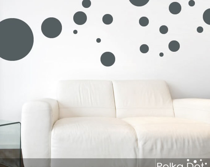 Assorted Size Peel and Stick Dark Grey Polka Dot Wall Decals 2 Inch to ...