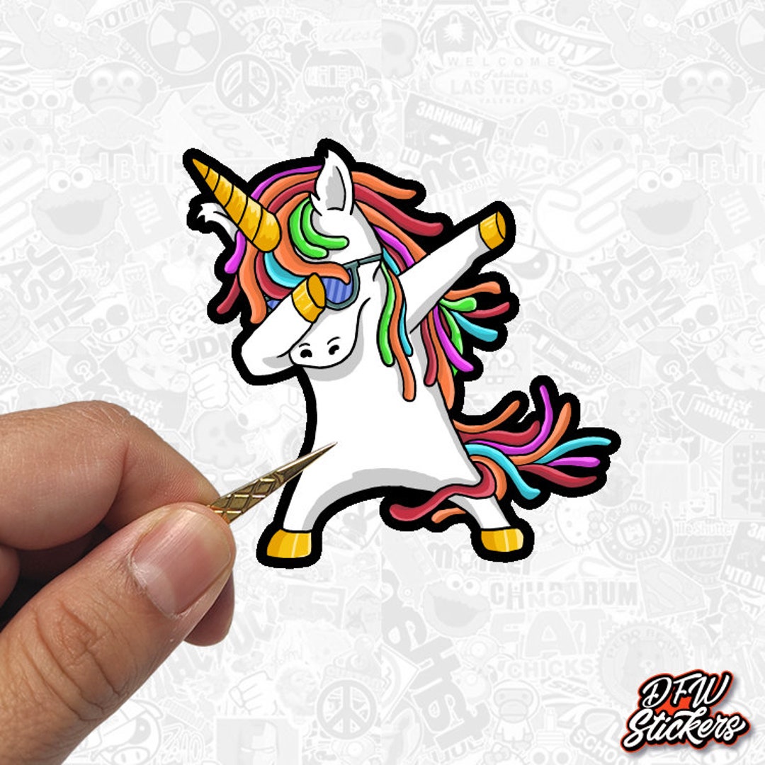 Dab Unicorn Sticker Dab Unicorn Cartoon Funny Comic - Etsy