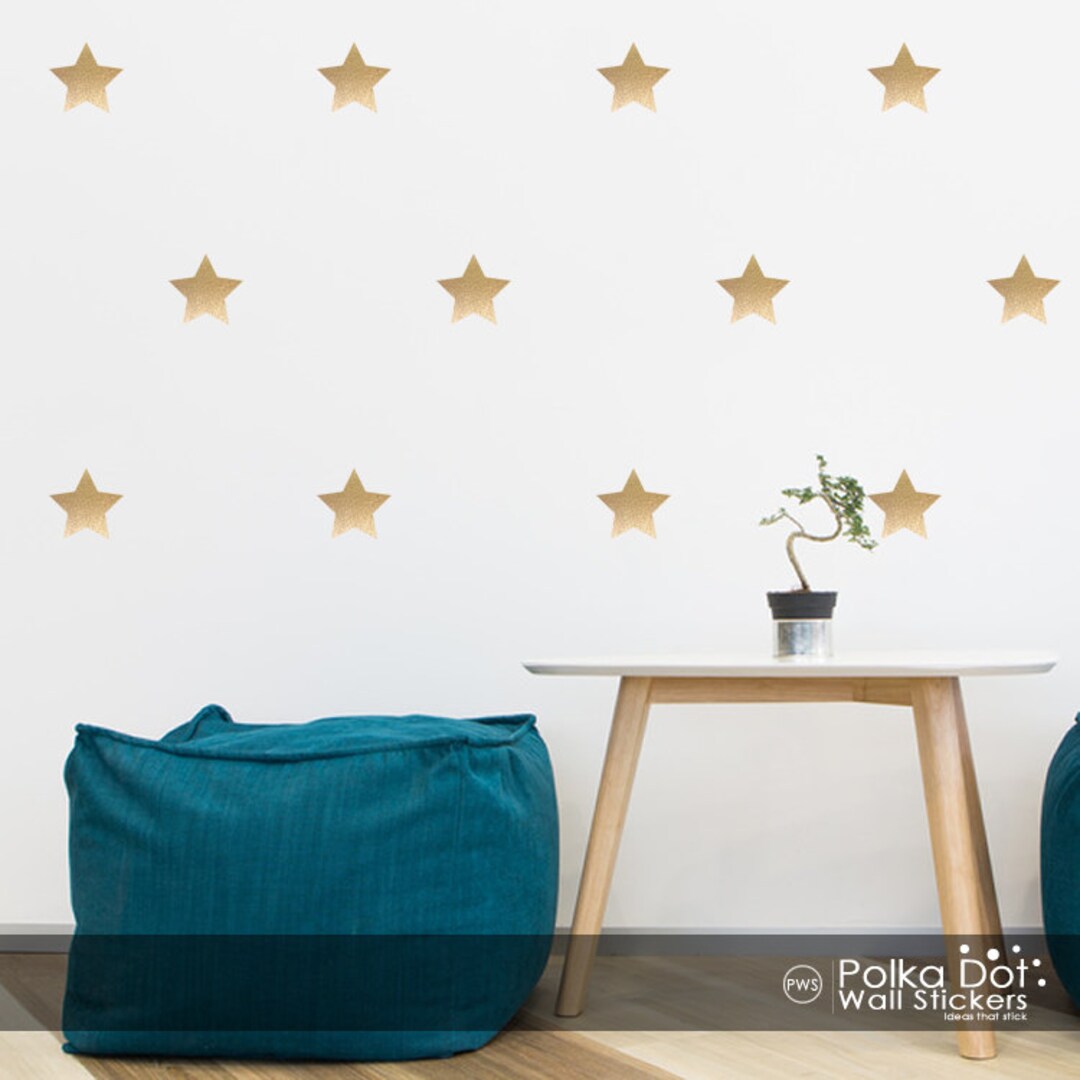 Peel and Stick Metallic Gold Star Wall Decals Long Life - Etsy
