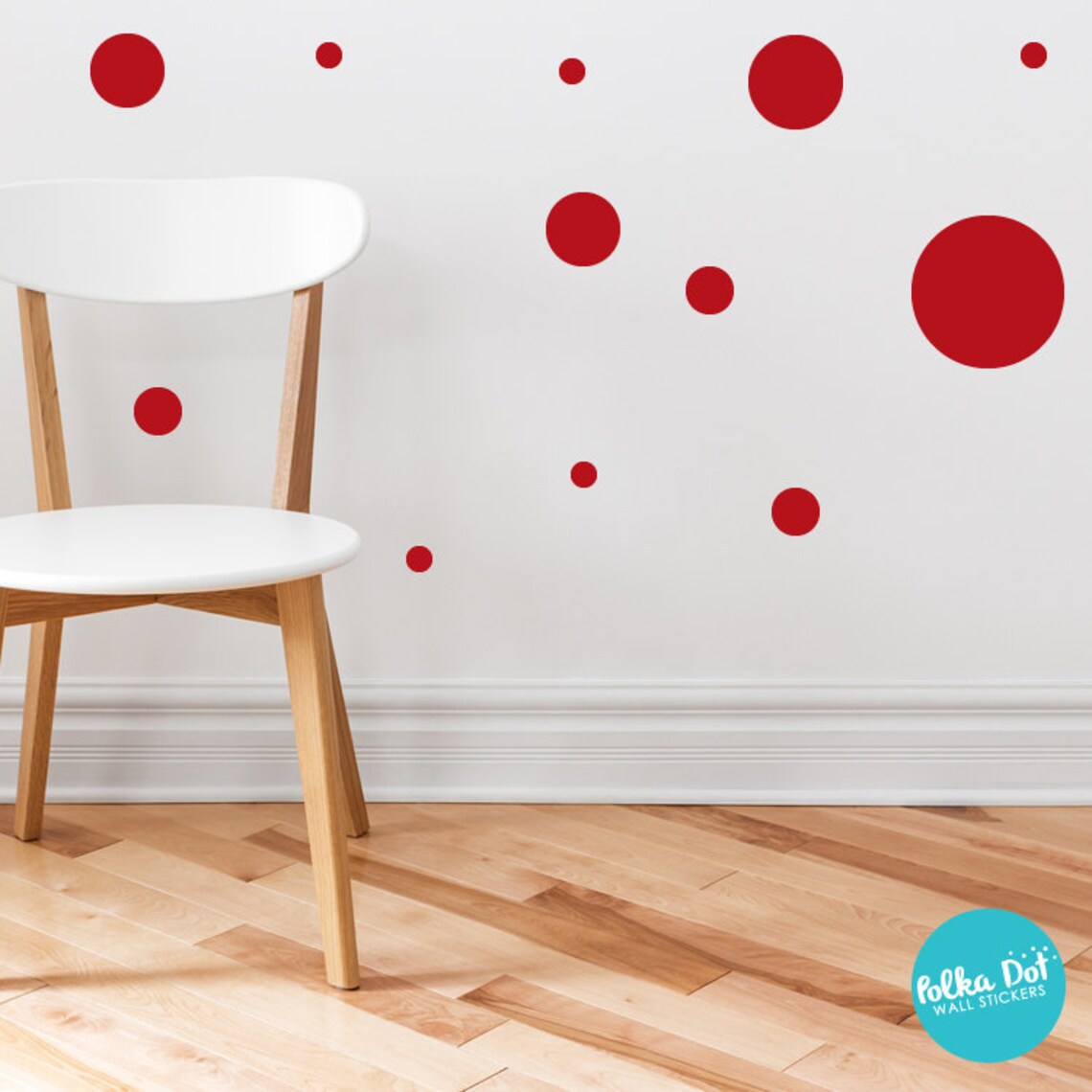 17 Dots Assorted Size Peel and Stick Dark Red Polka Dot Wall | Etsy