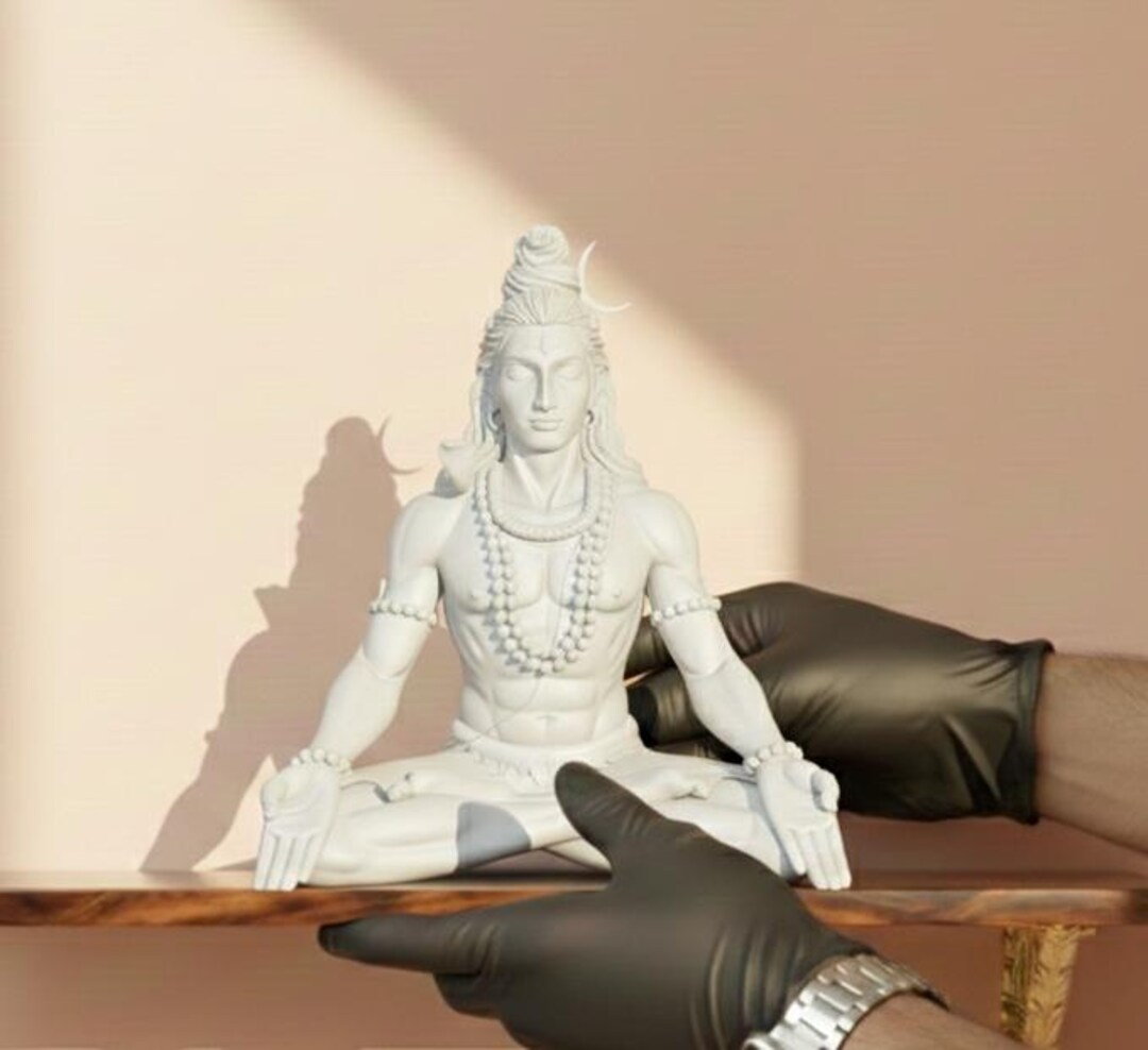 Adiyogi Shiva Statue Resin Sculpture - Grey Matte Finish, 6inch ...