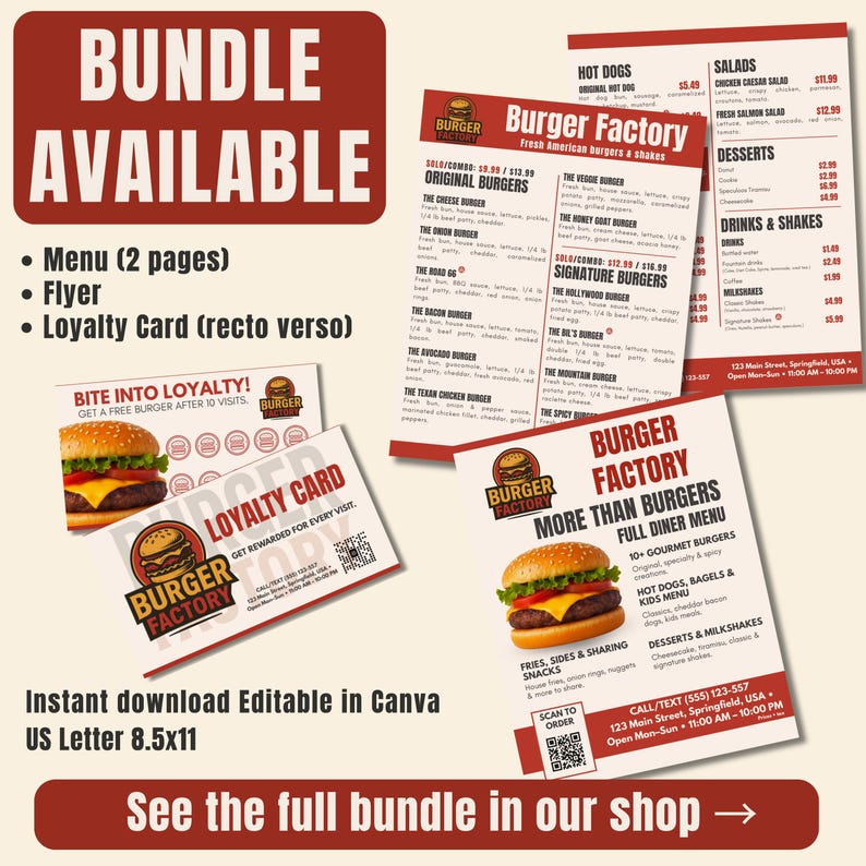 Restaurant Loyalty Card Template | Editable Canva Rewards & Punch ...