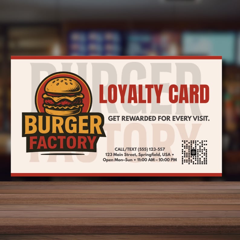 Restaurant Loyalty Card Template | Editable Canva Rewards & Punch ...