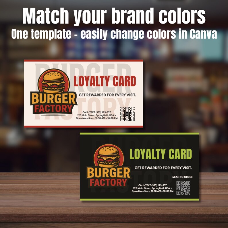 Restaurant Loyalty Card Template | Editable Canva Rewards & Punch ...