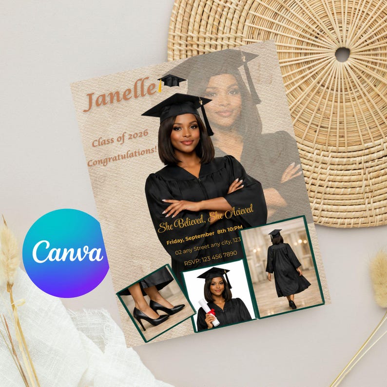 Editable Graduation Flyer Template: Class of 2026 Invitation (digital ...