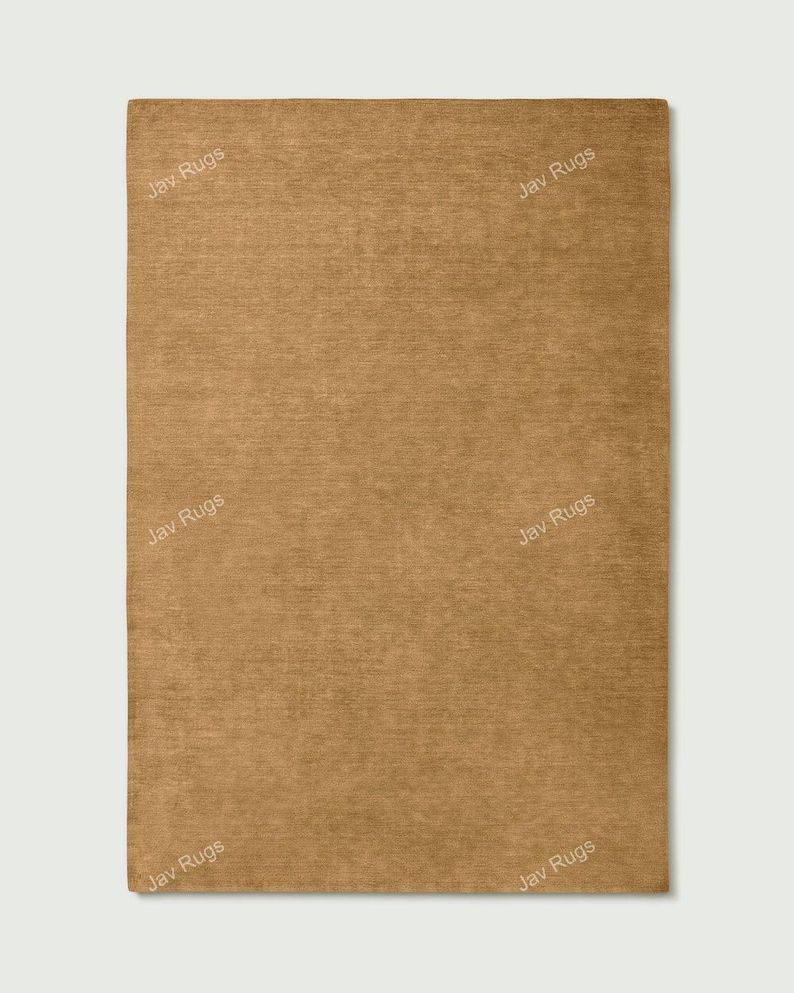 Hand Tufted Wool Rug | Solid Sand Color, Cut Pile - Etsy