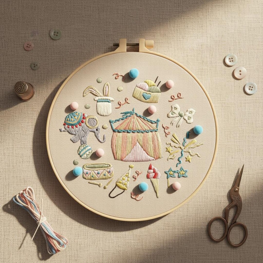 DIY Circus Elephant Embroidery Kit | 8” Hoop Craft Set , Birthday Gifts ...