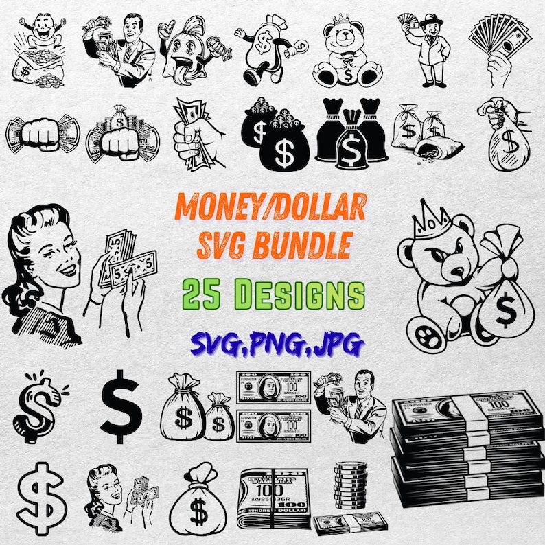 Golden Hustle Vault – Money SVG Bundle – Dollar & Cash Icons – Greedy ...