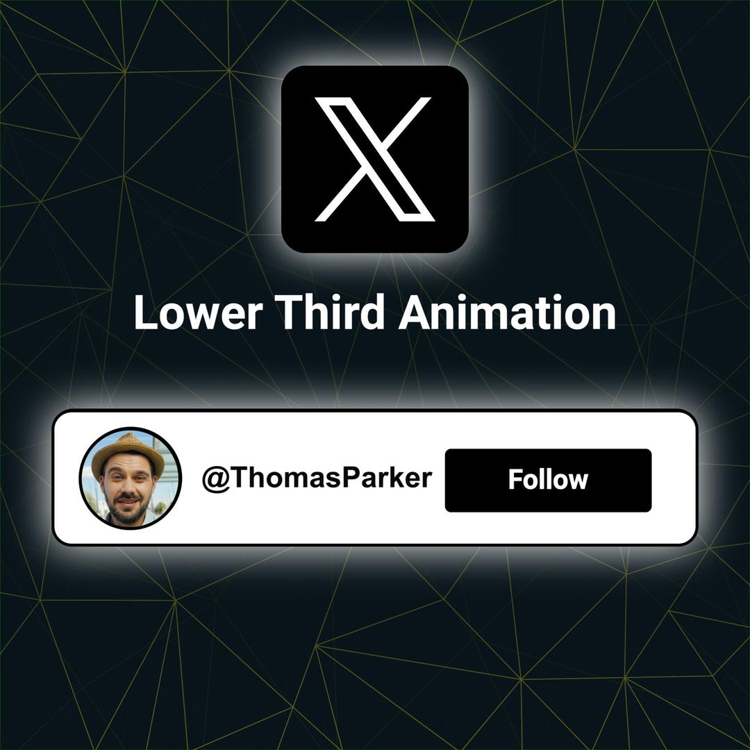 Personalized X (twitter) Follow Animation for Videos, Animated Follow ...
