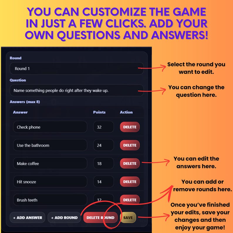 Editable Friendly Feud Party Game, Friendly Feud Trivia Quiz, No ...