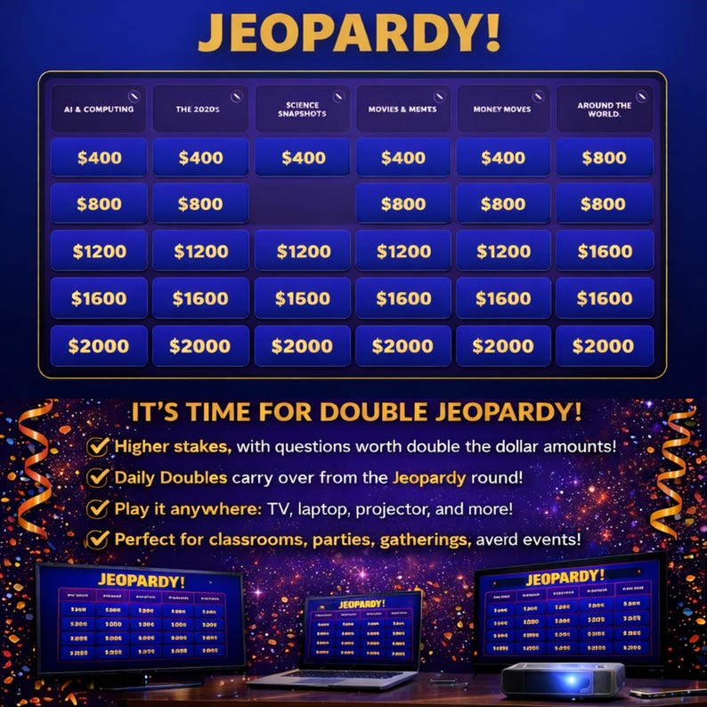 Interactive Jeopardy Game Template | Browser Based Trivia Game | Party ...