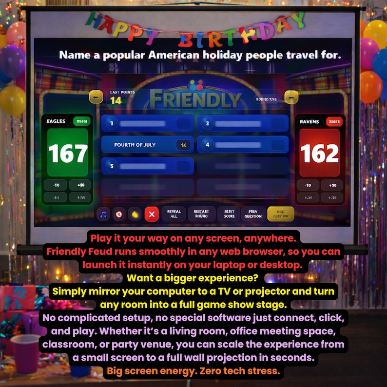 Editable Friendly Feud Party Game, Friendly Feud Trivia Quiz, No ...