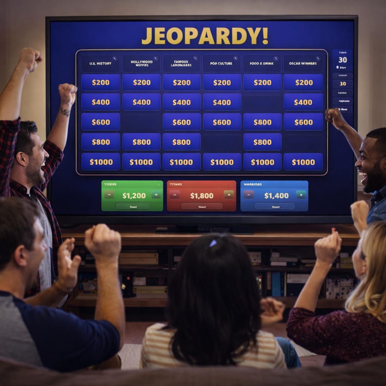 Interactive Jeopardy Game Template | Browser Based Trivia Game | Party ...