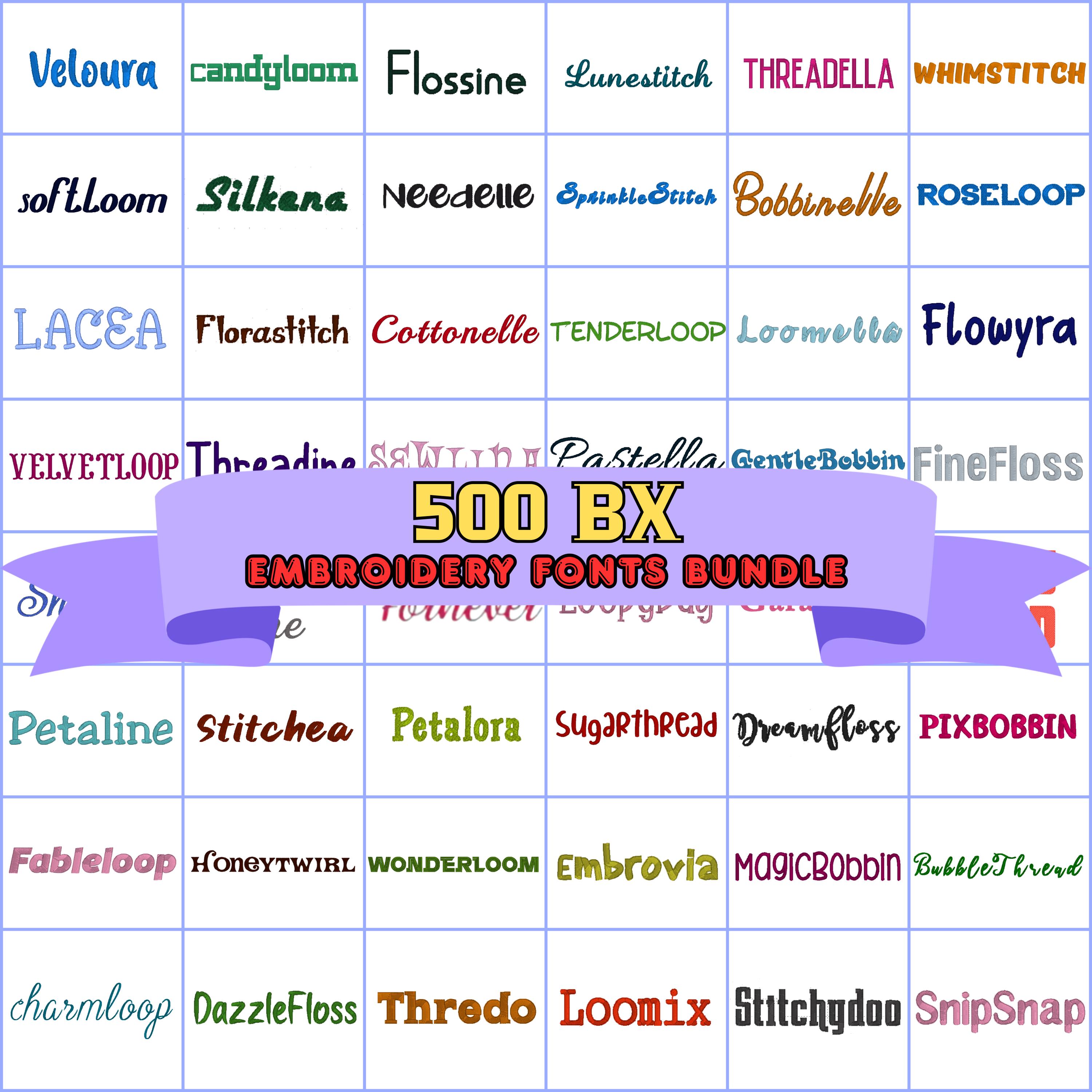 500 BX Embroidery Fonts Bundle for Machine | Embroidery Alphabet ...