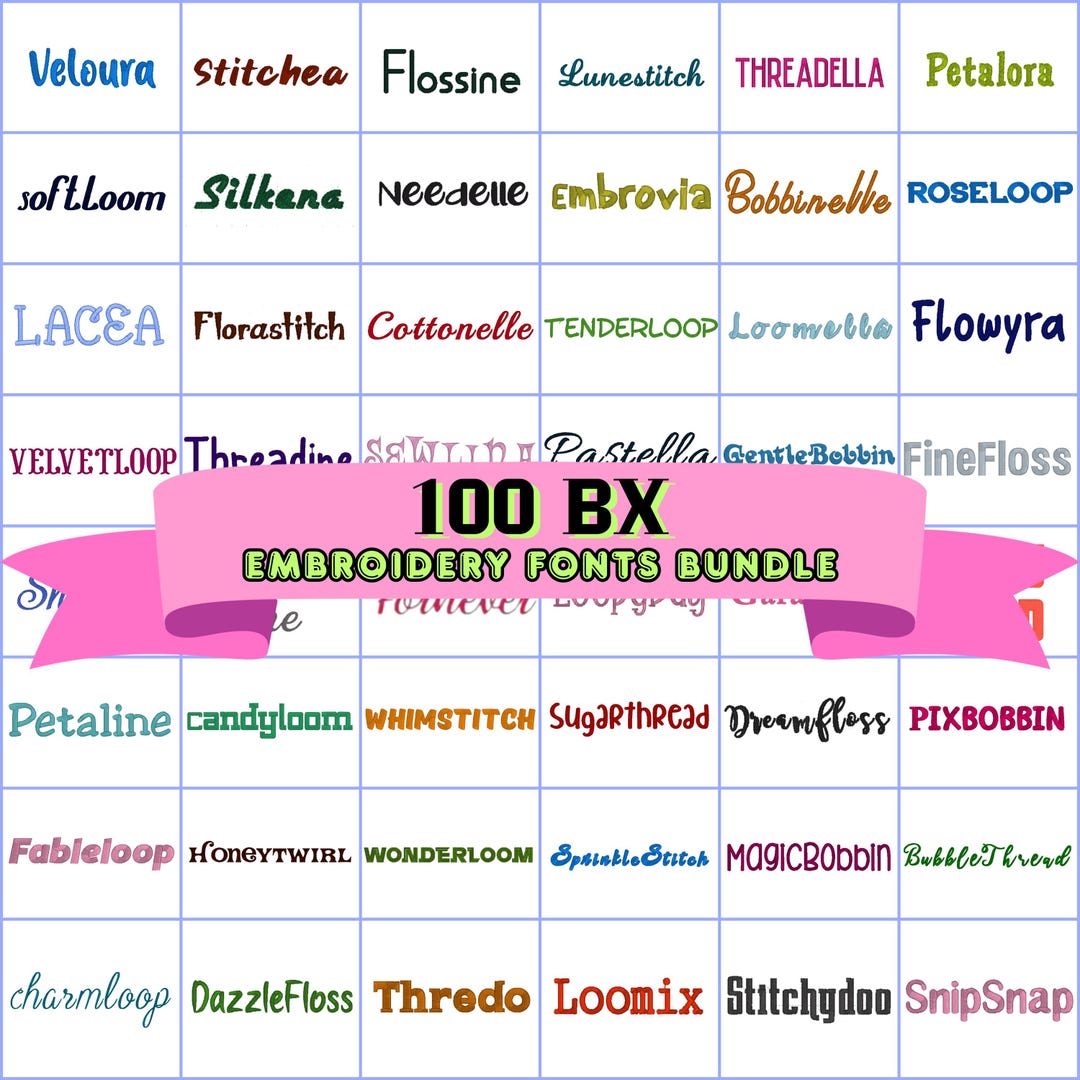 100 BX Embroidery Fonts Bundle for Machine | Embroidery Alphabet ...