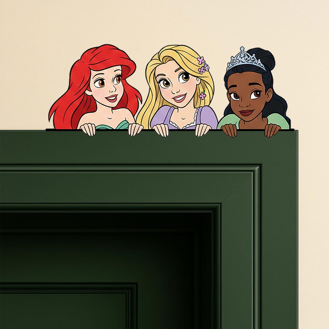 Cute Peekaboo Princess Door Corner Sign, Disney Peeking Peeker Princess ...