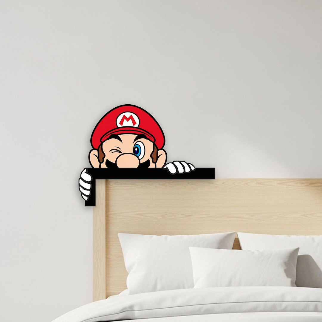 Super Mario Peekaboo Corner Sign, Custom Kids Baby Nursery Room Door ...