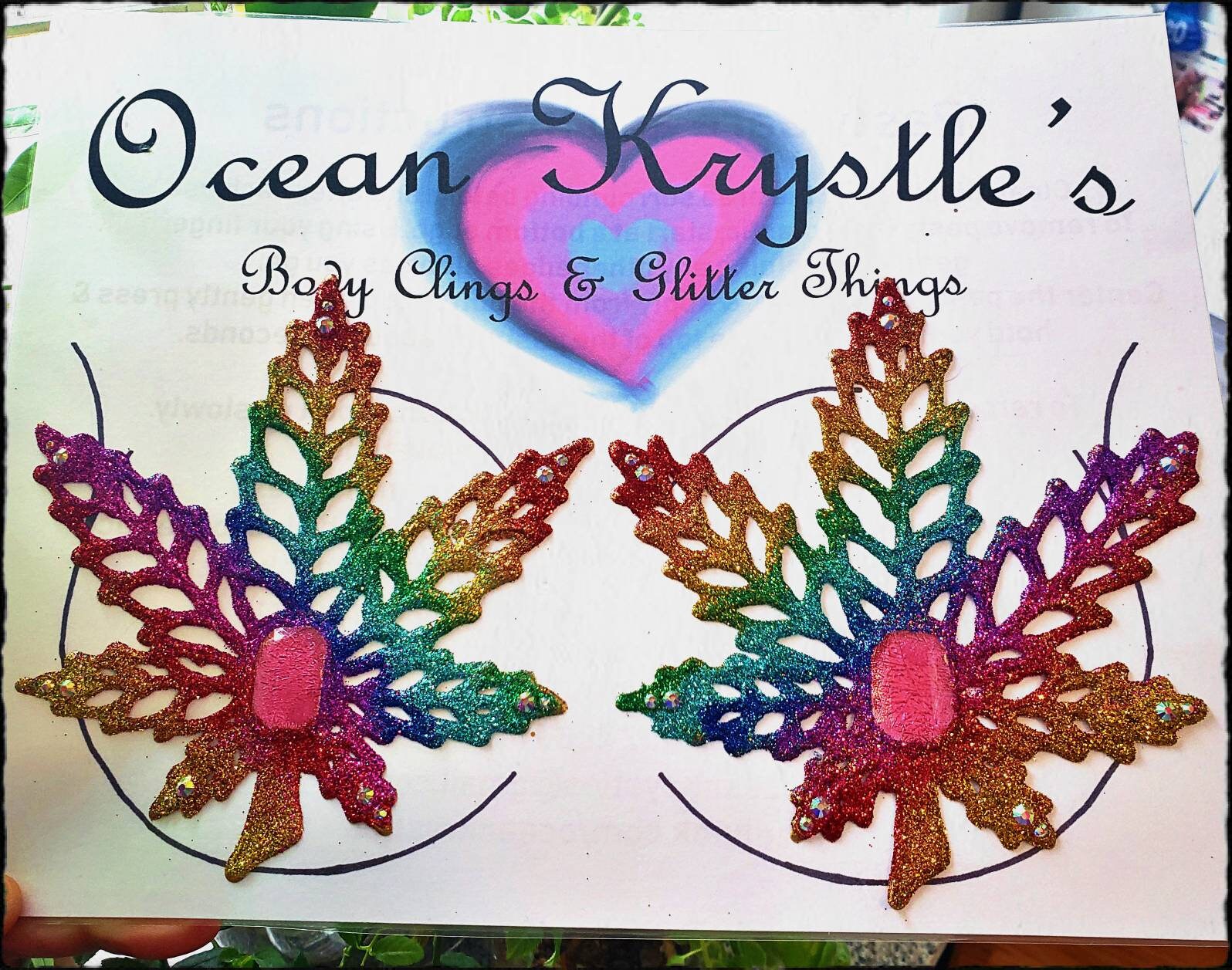 Cannabis Pot Weed Leaf Glitter Pasties Nipple Covers Body Clings ...