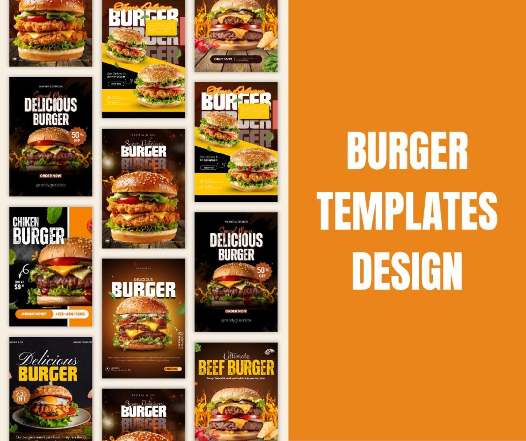 Burger Poster | Printable Burger Wall Art | Fast Food Restaurant Decor ...