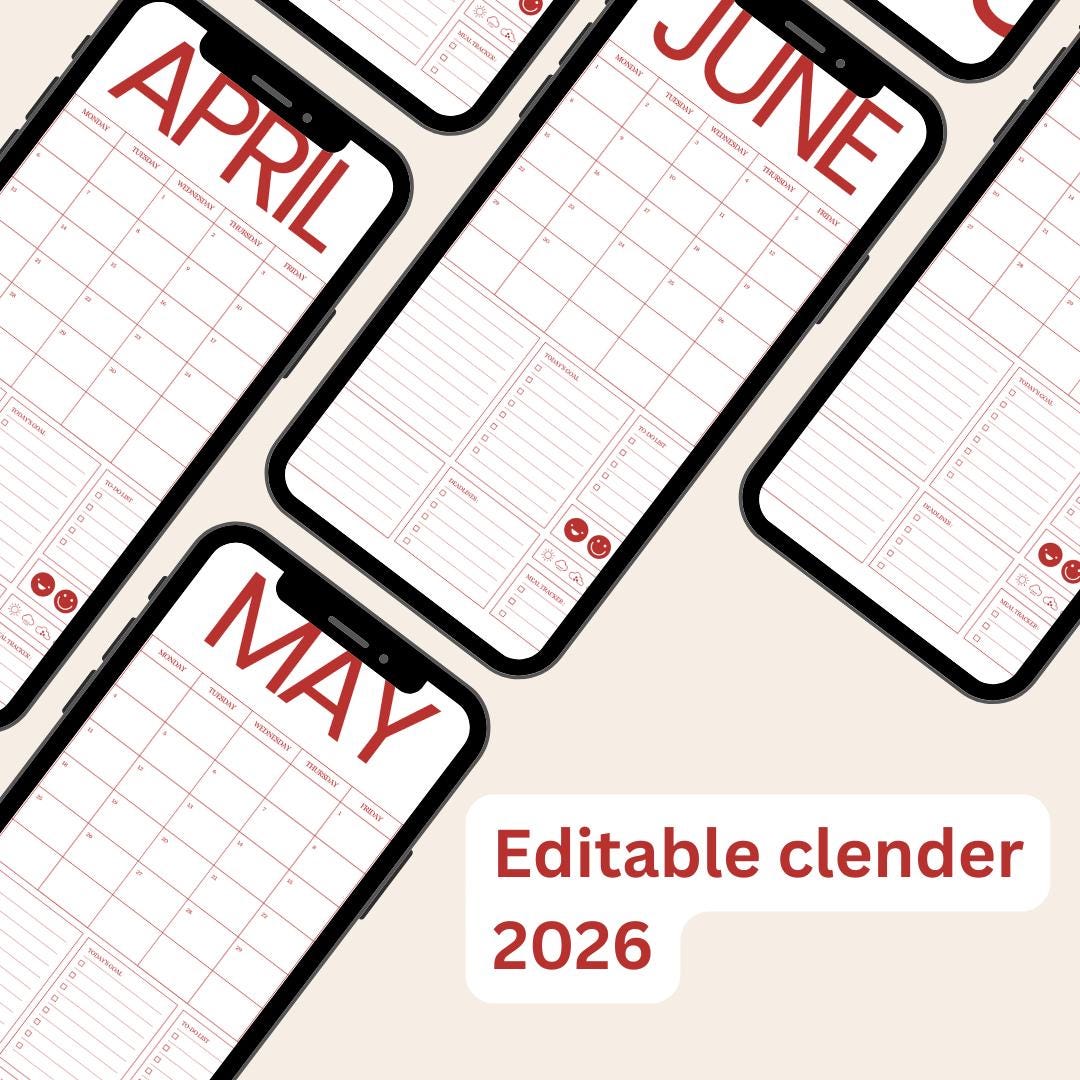 Yearly Calendar Planner Template | Printable Annual Planner ...
