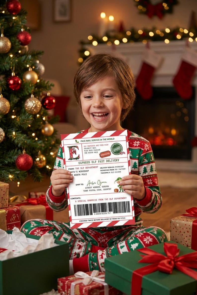 Elf Christmas Shipping Label - Editable Canva Grinch Shipping ...