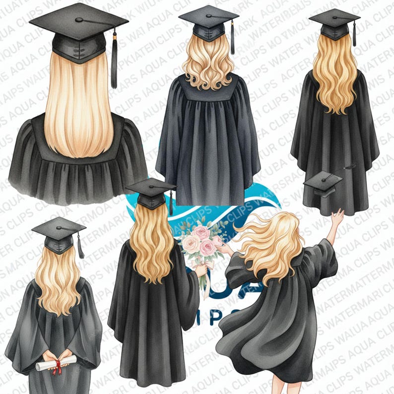 70 Graduation Clipart PNG Bundle, Congratulation Girl, Blonde Graduate ...