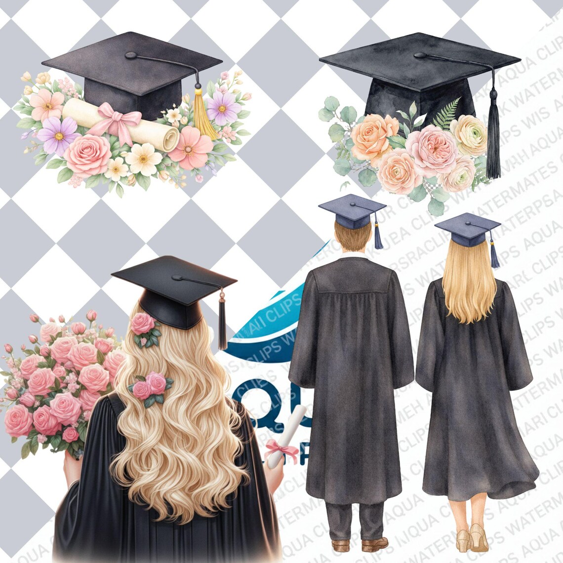 70 Graduation Clipart PNG Bundle, Congratulation Girl, Blonde Graduate ...