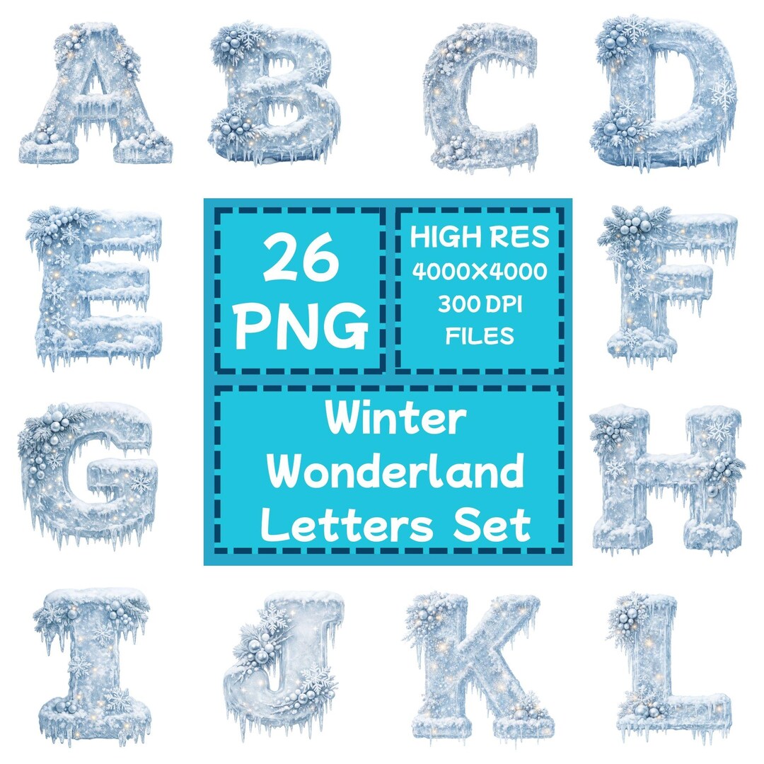 Winter Wonderland Alphabet Letters Set, and Number, PNG Clipart ...