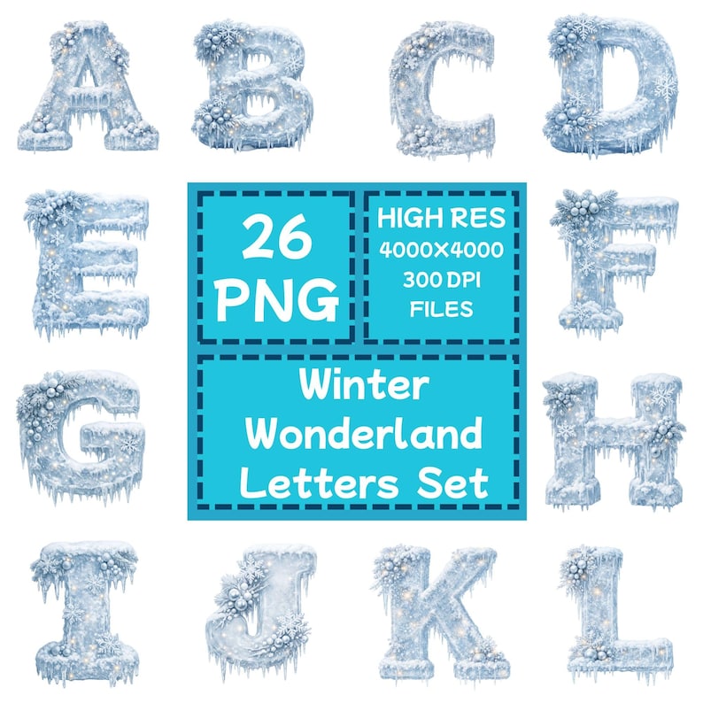 Winter Wonderland Alphabet Letters Set, and Number, PNG Clipart ...