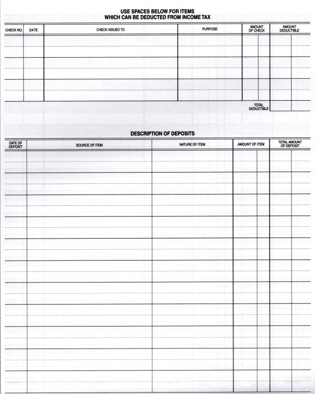 Check Registers for Deskbook Checks, Secretary Desk Register, Size: 6 3 ...