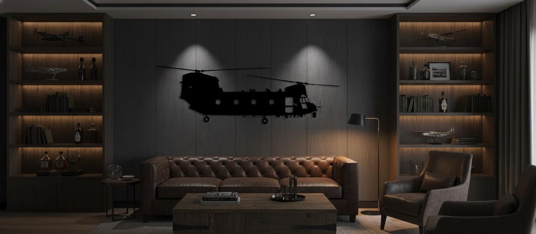 Chinook Helicopter Metal Wall Art - CH-47 Aviation Decor for Man Cave ...