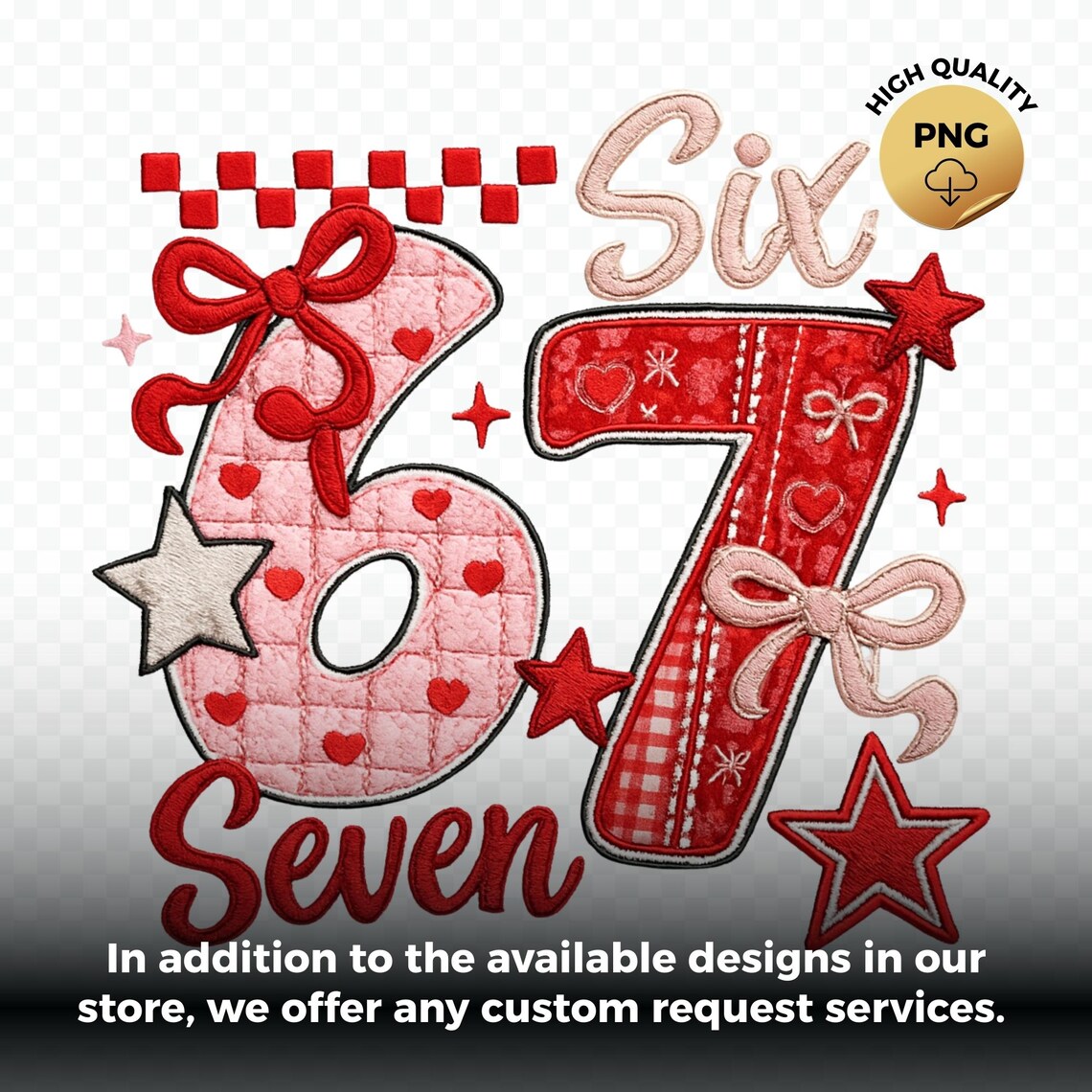 Six Seven PNG Valentine Embroidery Numbers - Etsy