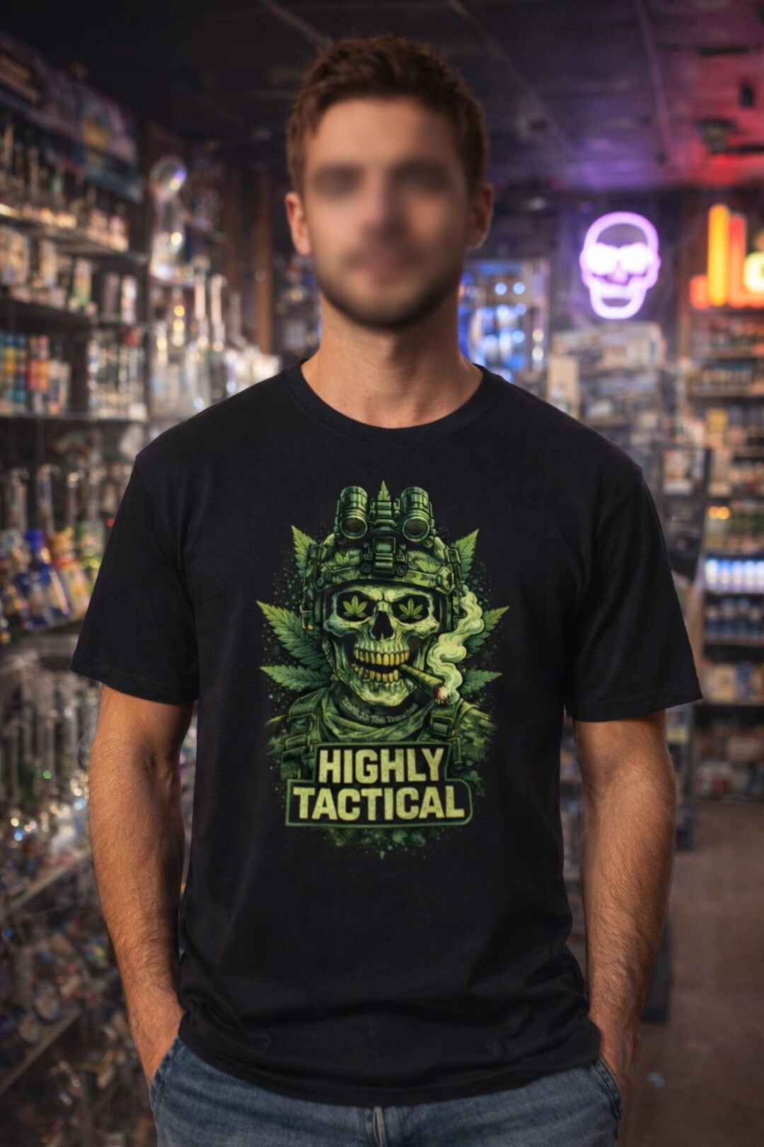 Highly Tactical Skull Goon Design T-shirt | Military Helmet, Cannabis ...