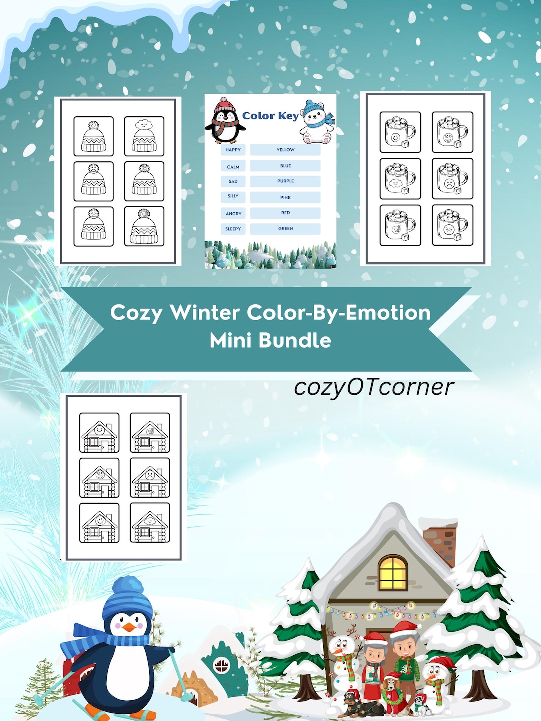 Winter Color-by-emotion Worksheets | Social Emotional Learning | Hot ...