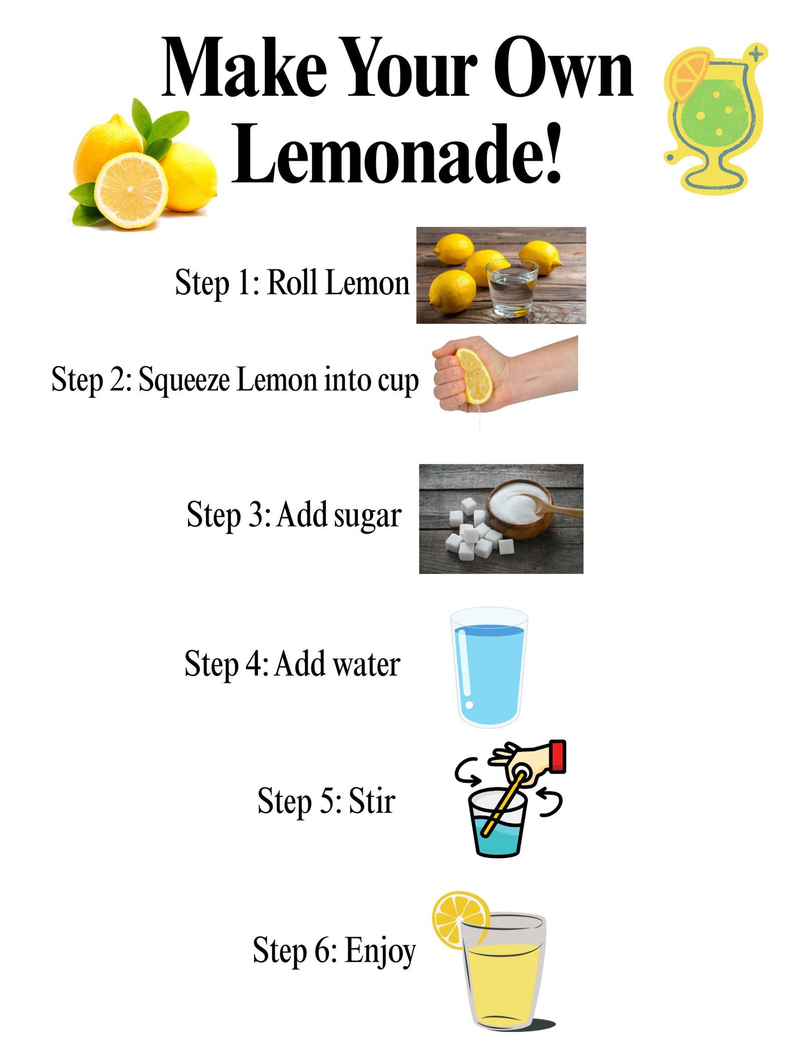 Lemonade Visual Recipe – Step-by-step Sequencing Activity for Kids - Etsy