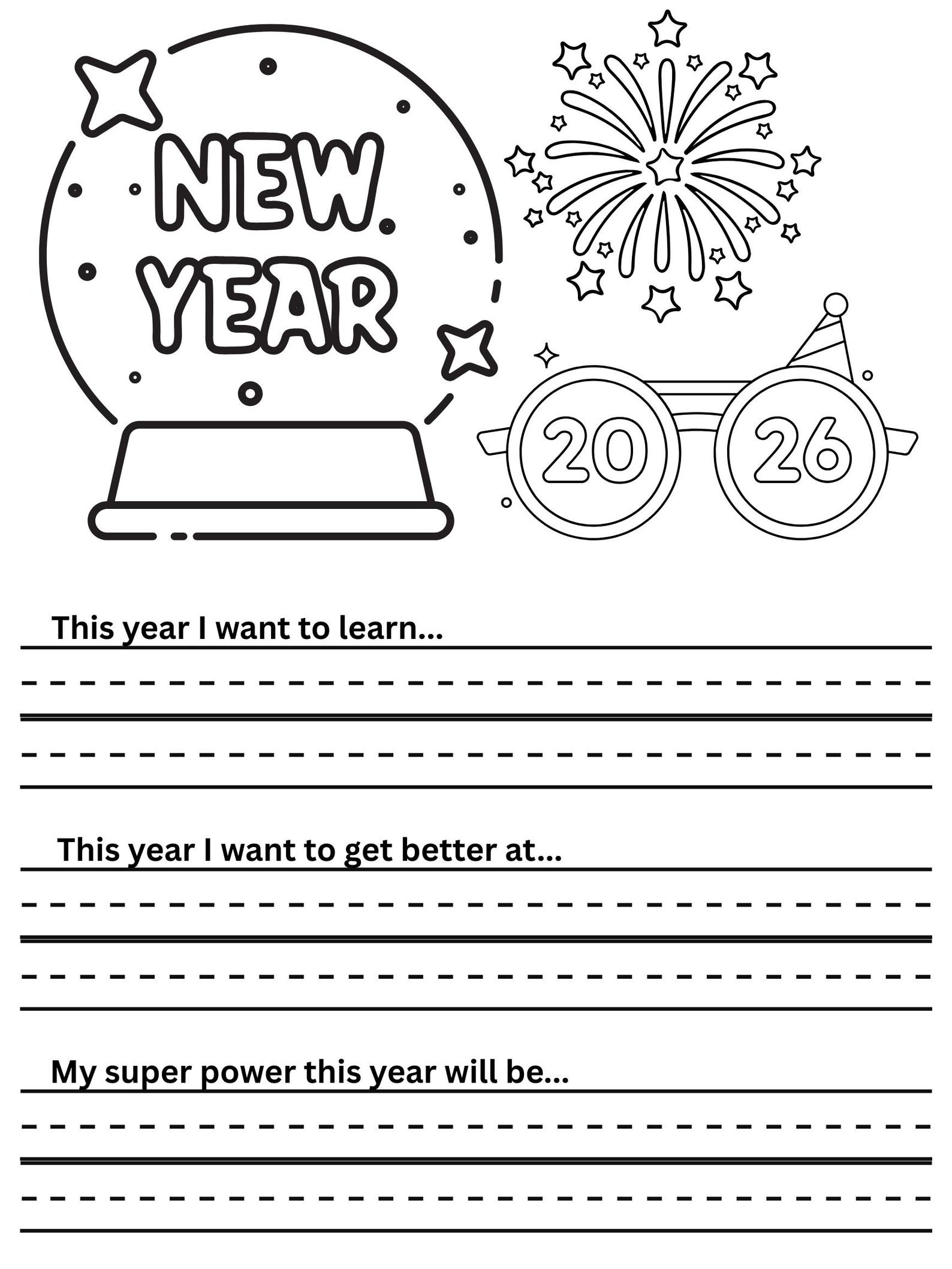 New Year OT Coloring Worksheet | Occupational Therapy Goal Setting and ...
