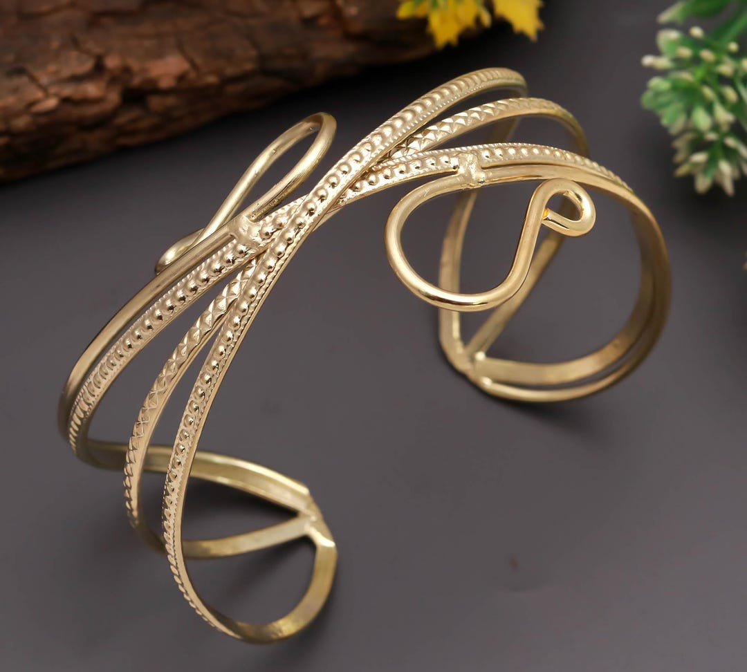 Gold Plated Adjustable Armlet | Bohemian Style Body Jewelry for Her - Etsy