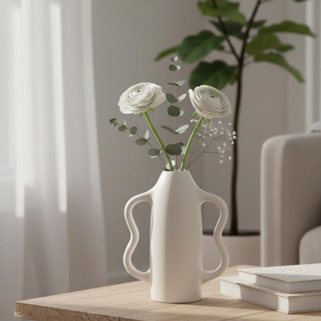 Curvy Grey Ceramic Flower Vase | Modern Scandi Decor - Etsy