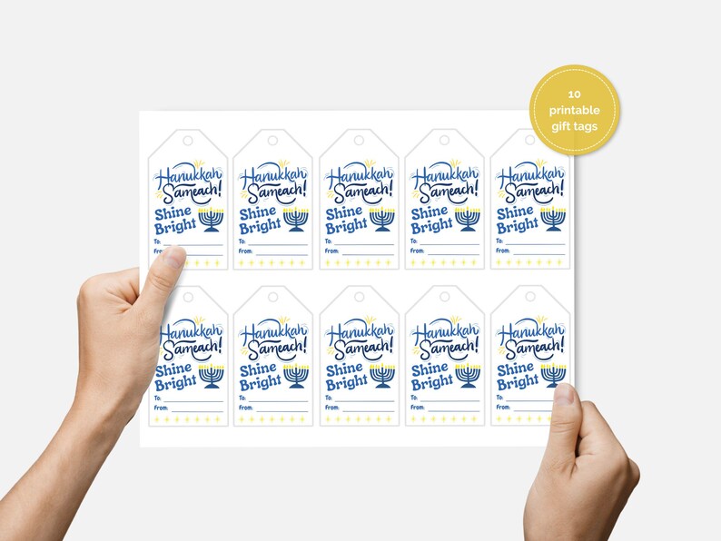 Hanukkah Printable Gift Tags | Sheet of 10 DIY Tags | Festival of ...