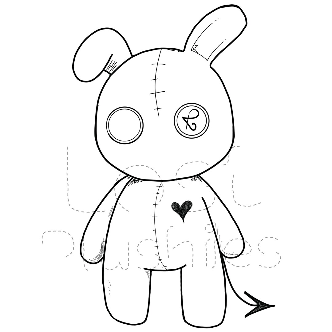 2 for 1 DIGITAL • Sad Stitched Bunny Devil • Horror Kawaii Printable ...