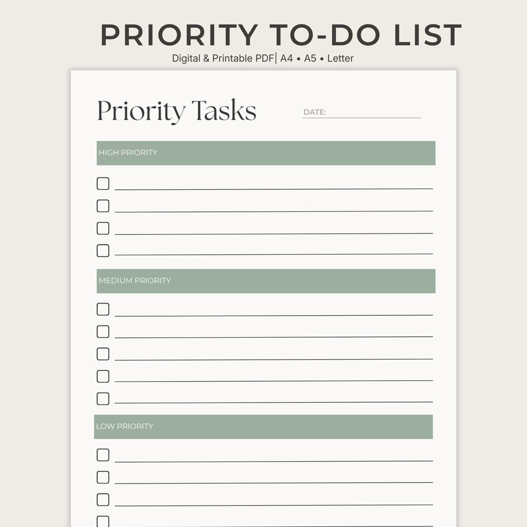 Priority to Do List Printable | Tiered Task Planner for Daily Focus ...