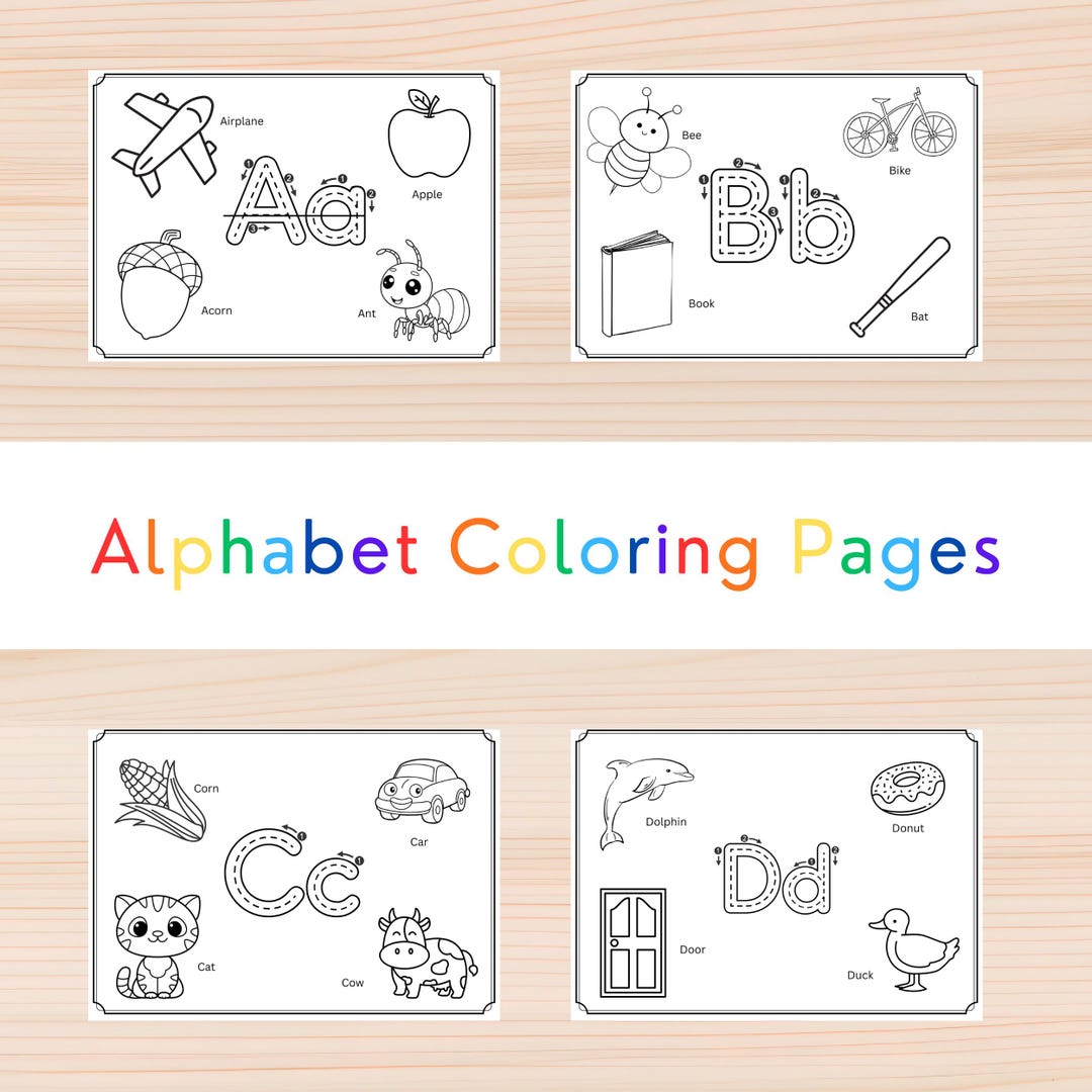 ABC Coloring Pages, Kids Learning Worksheets (PDF Pattern) - Etsy