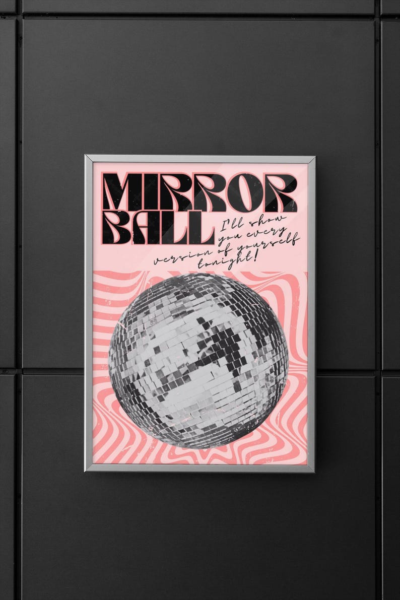 Disco Ball Poster | Retro Party Wall Art | Funky Dance Floor Print ...