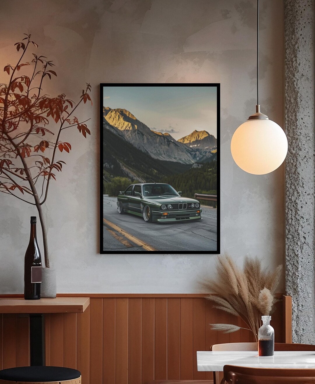 Vintage BMW E34 Poster | Classic German Sedan Wall Art | Retro BMW Car ...