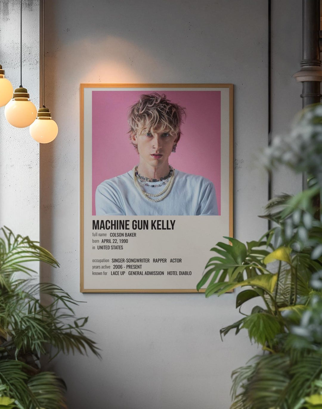 Machine Gun Kelly Poster | Rap Rock Wall Art | MGK Portrait Print ...