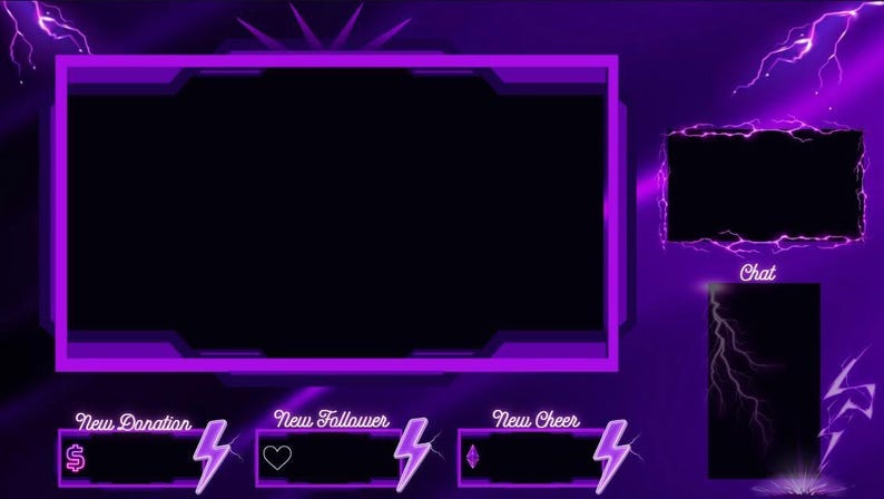 Purple Lightning Twitch Overlays - Etsy