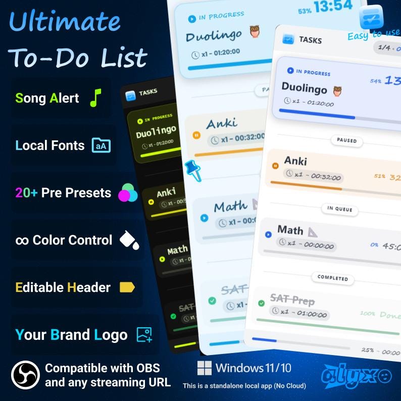 Ultimate To-do List Widget for Streamers — Countdown Timer & Task ...