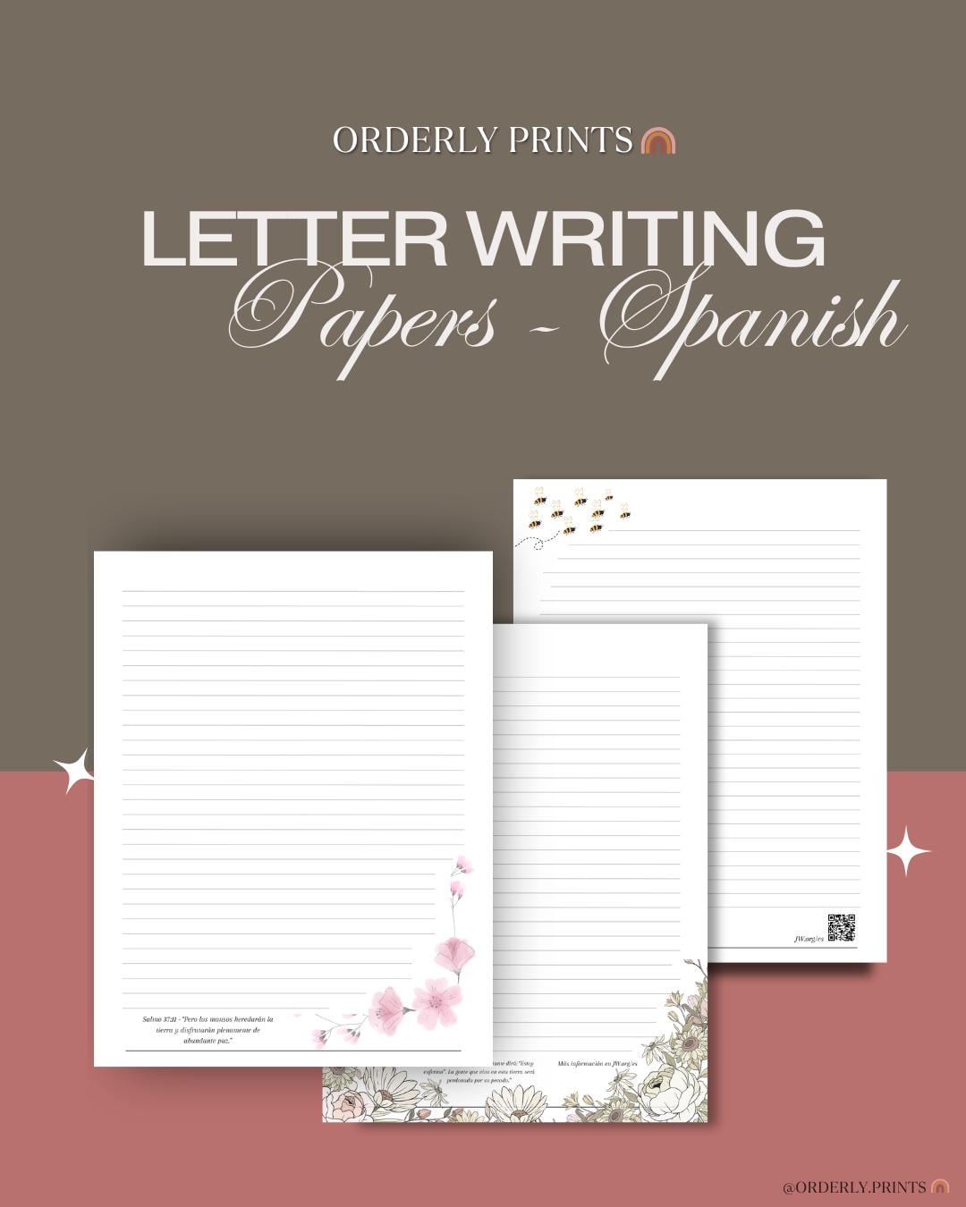 JW Spanish Letter Writing Papers W/scriptures (8.5"x11") - Etsy